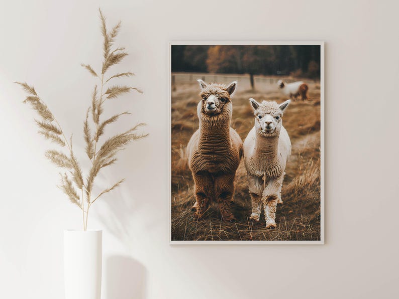 Llama Wall Art, Llama Nursery Painting, Alpaca Retro Poster, Lllama ...