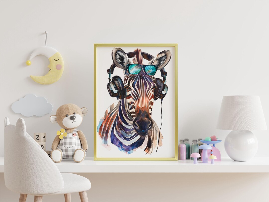 Zebra Wall Decor, Zebra Gallery Art, Zebra Colorful Painting, Zebra ...