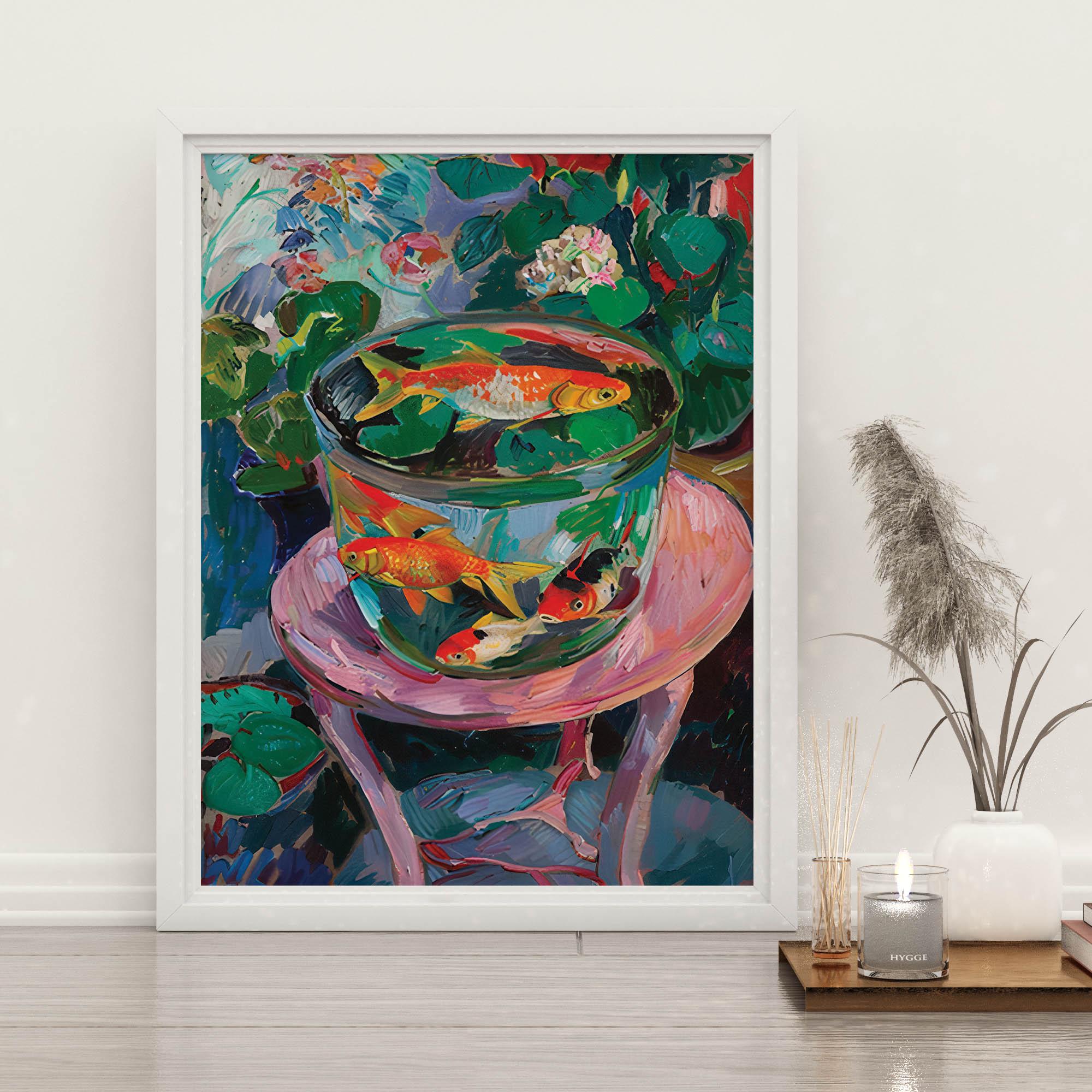 Goldfish Digital Art, Goldfish Wall Portrait, Goldfish Printable Poster ...