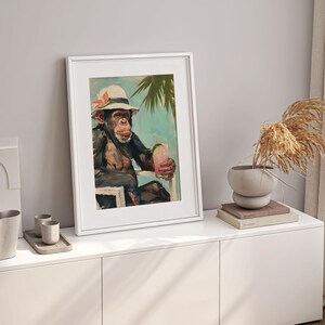 Monkey Juice Art, Monkey Bar Decor, Monkey Digital Print, Monkey ...