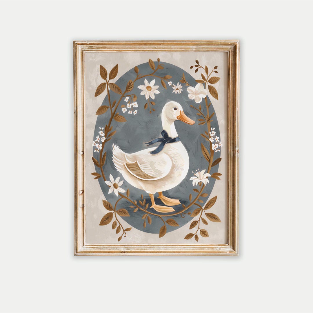 Duck Abstract Poster, Duck Minimalistic Art, Duck Vintage Print, Duck ...