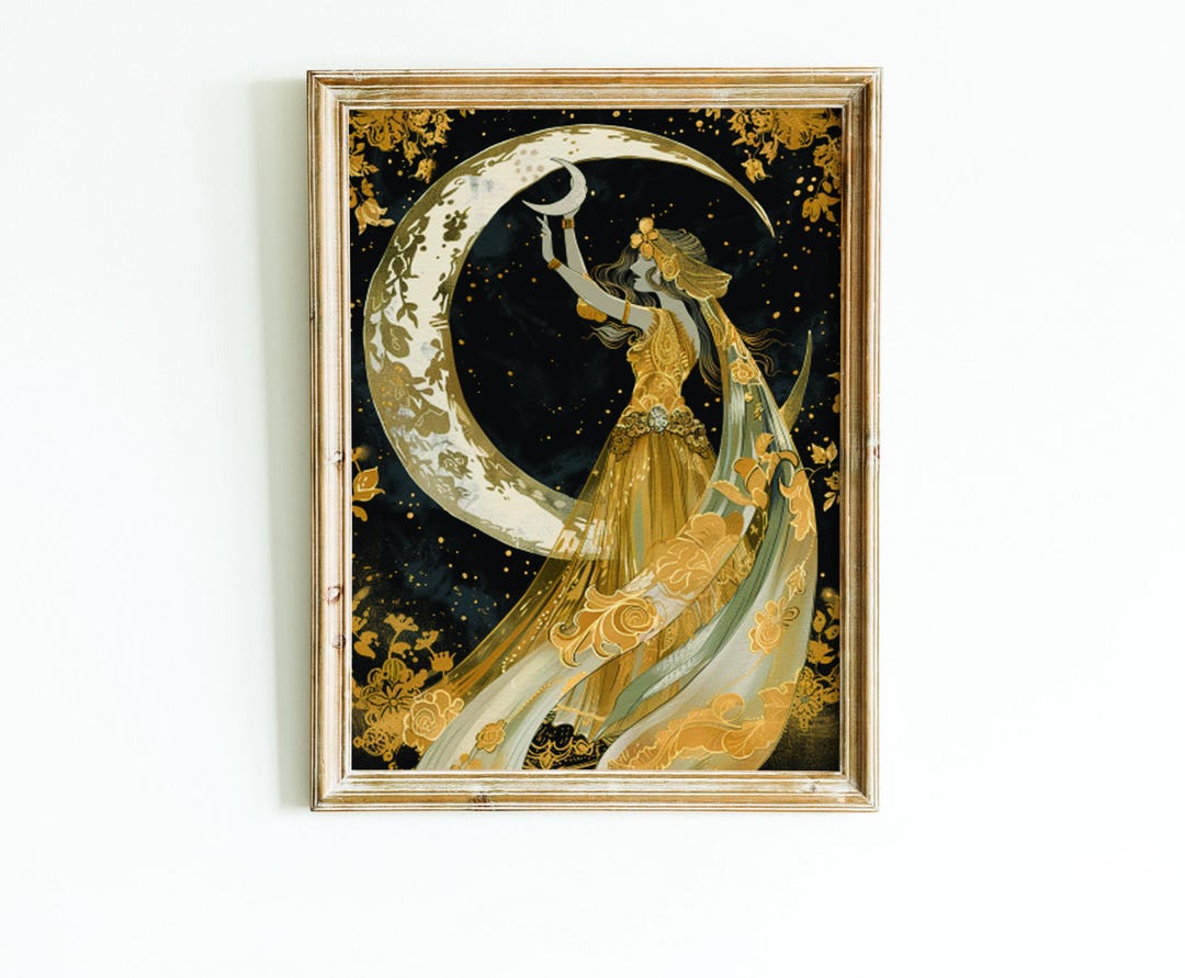 Lunar Gallery Painting, Moon Printable Art, Celestial Home Decor, Moon ...