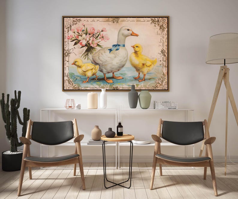 Vintage Duck Painting, Printable Duck Poster, Duck Abstract Decor, Duck ...