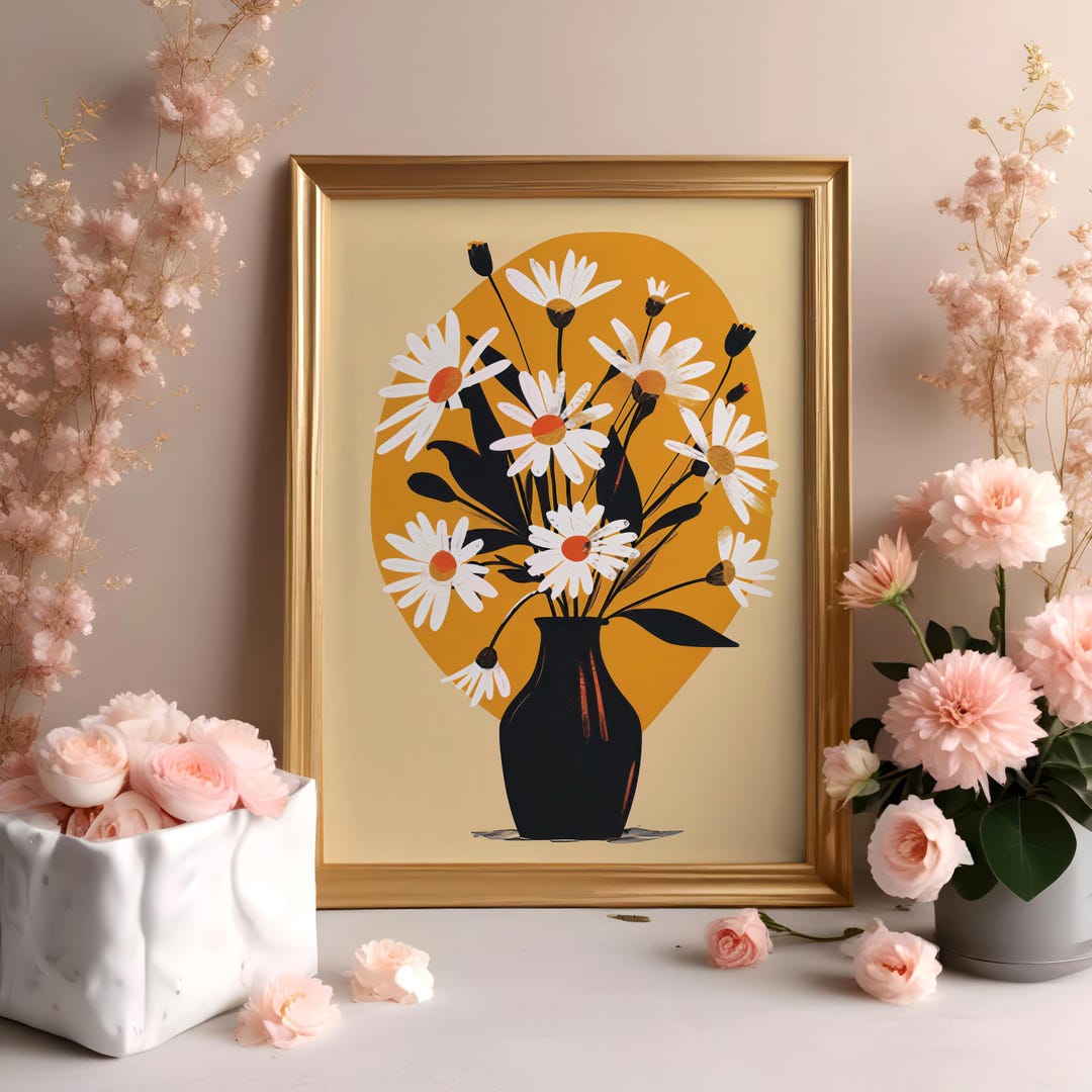 Daisy Rustic Art, Daisy Home Decor, Vintage Daisy Print, Abstract Daisy ...