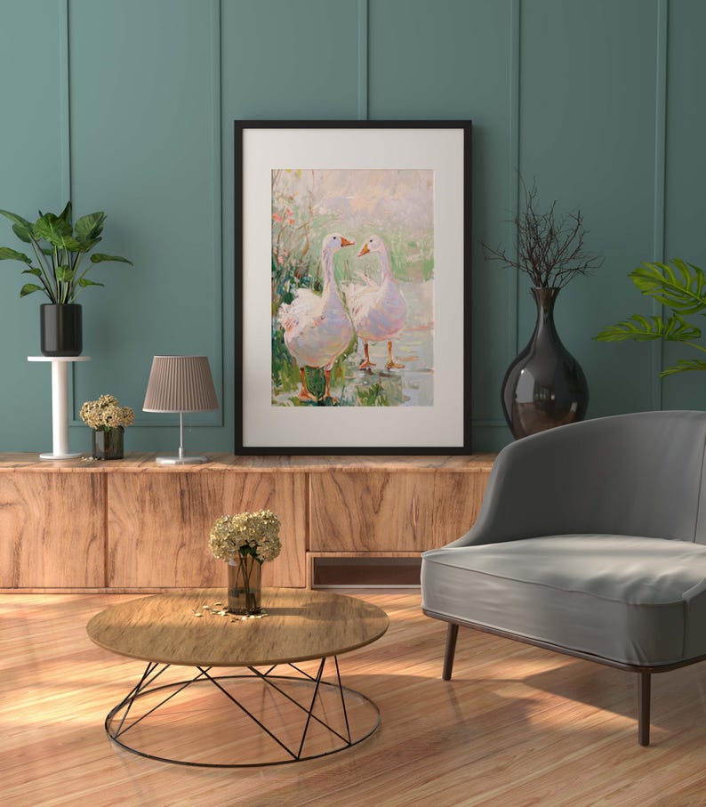 Duckling Nursery Art, Duck Boho Decor, Geese Printable Painting, Duck ...