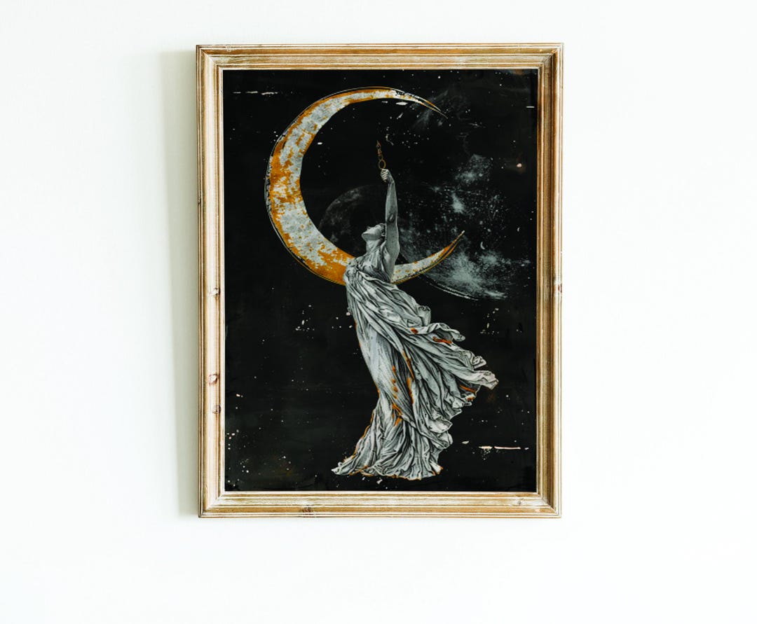 Celestial Queen Digital Art, Moon Empress Printable Poster, Lunar Women ...