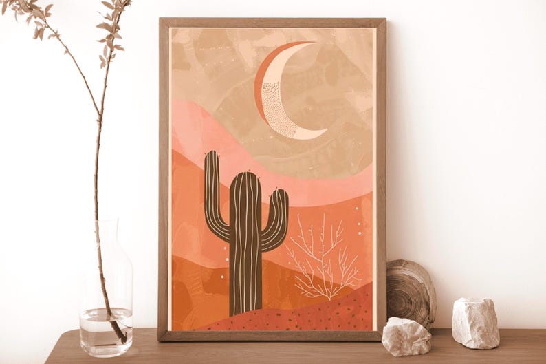 Cactus Digital Art, Cactus Printable Portrait, Botanical Nursery ...