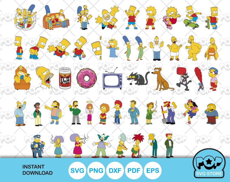 The Simpsons Clipart Bundle, the Simpsons SVG Cutting Files for Cricut ...