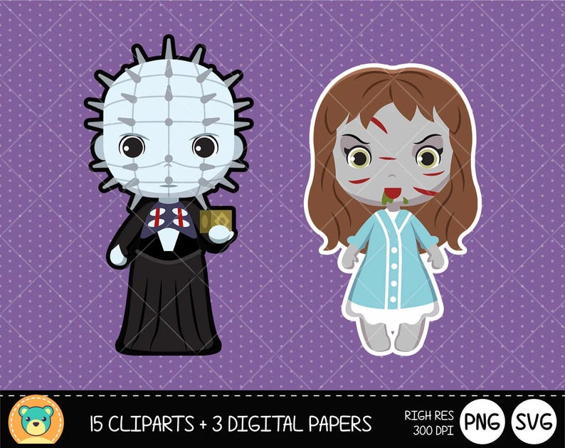 Horror Movies Clipart Set, Digital Clip Art for Decoration ...