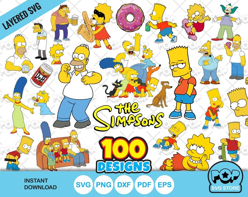 The Simpsons Clipart Bundle, the Simpsons SVG Cutting Files for Cricut ...