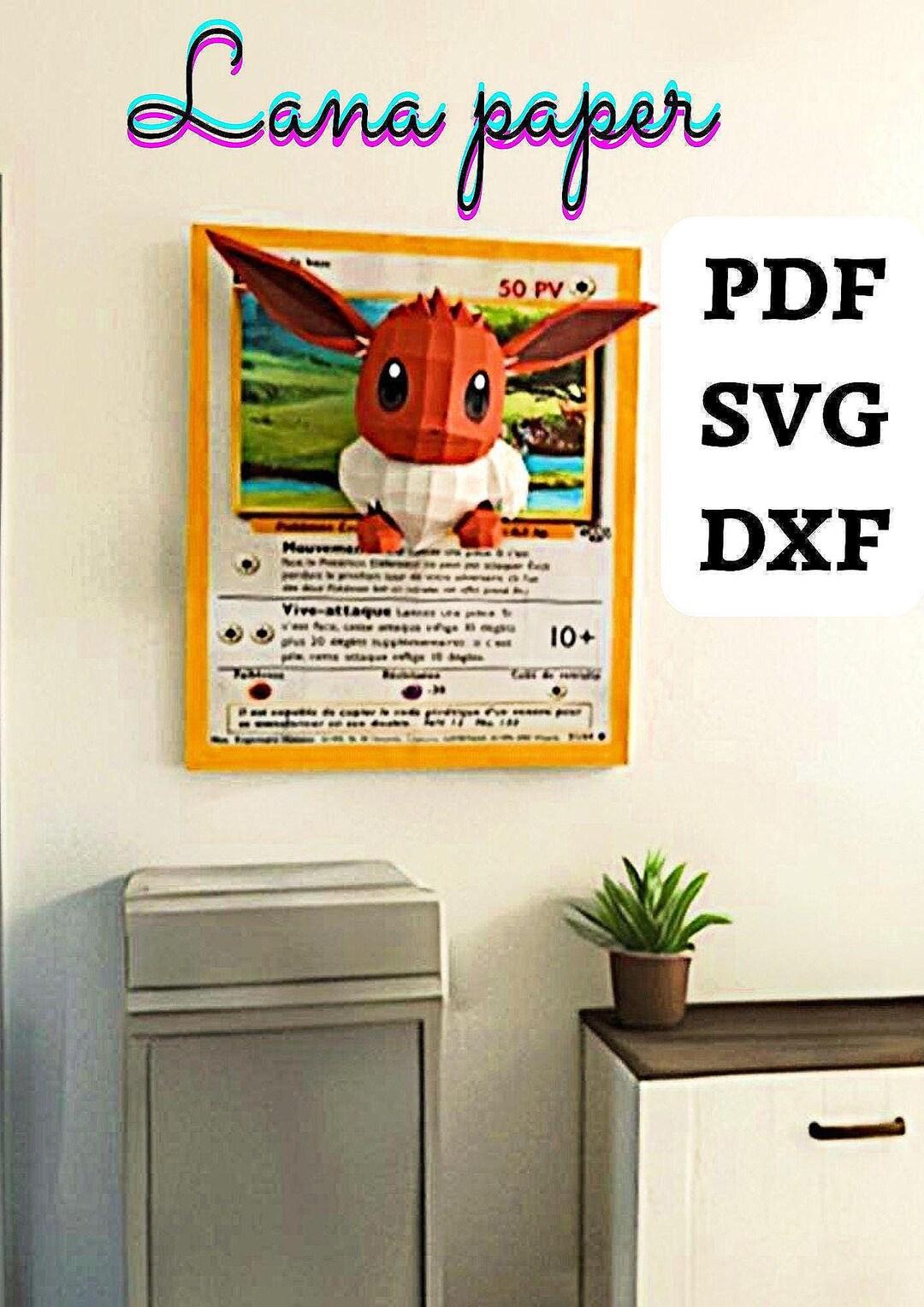 Papercraft Eevee Low Poly Pokemon Wall With Card Frame - Etsy