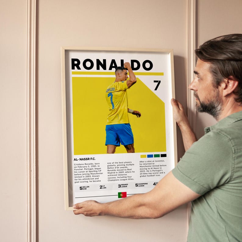 Cristiano Ronaldo Al Nassr Poster Digital Download, Soccer Wall Art ...