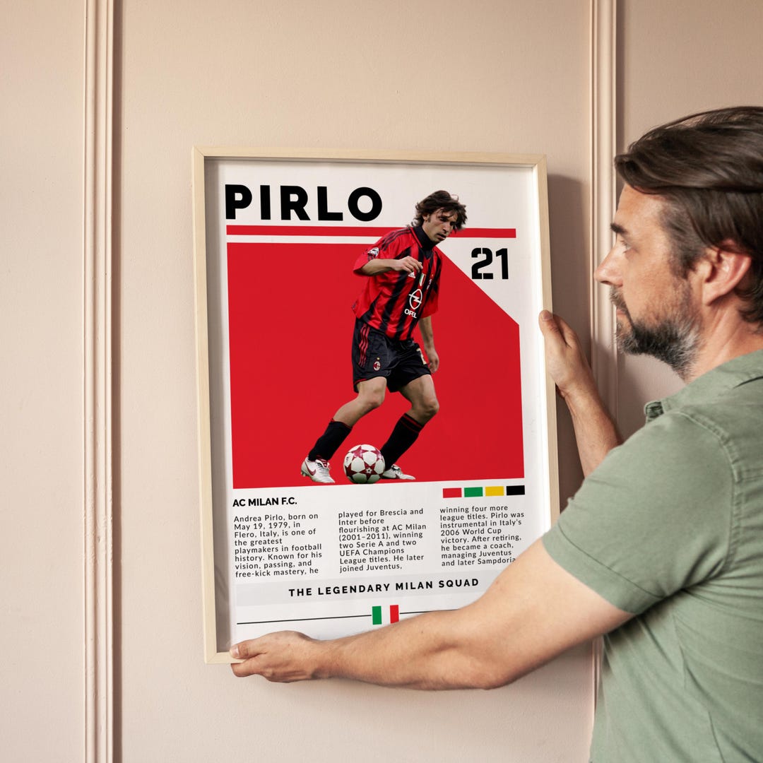 Andrea Pirlo AC Milan Poster Digital Download, Soccer Wall Art Print ...