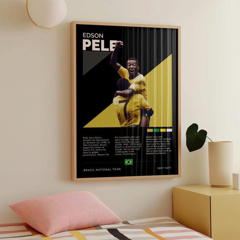 Pele Brazil National Team Poster: Football Legend Art (digital Download ...
