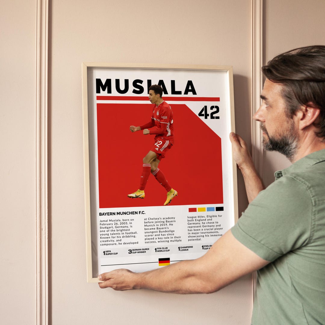 Jamal Musiala Bayern Munich Poster Digital Download, Soccer Wall Art ...
