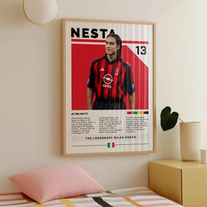 Alessandro Nesta AC Milan Poster: Football Wall Art (digital Download ...