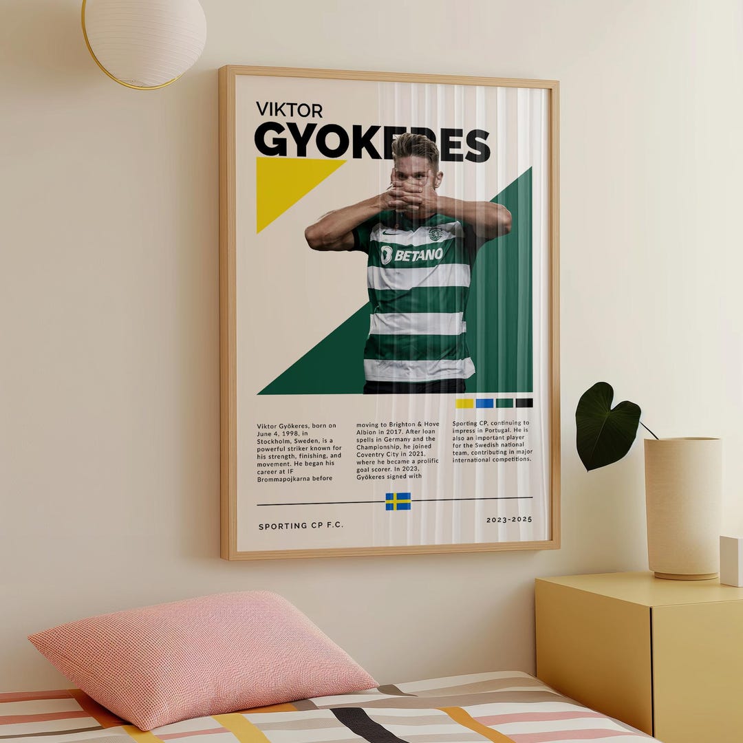 Viktor Gyokeres Sporting CP FC Poster Soccer Wall Art for Soccer Fans ...