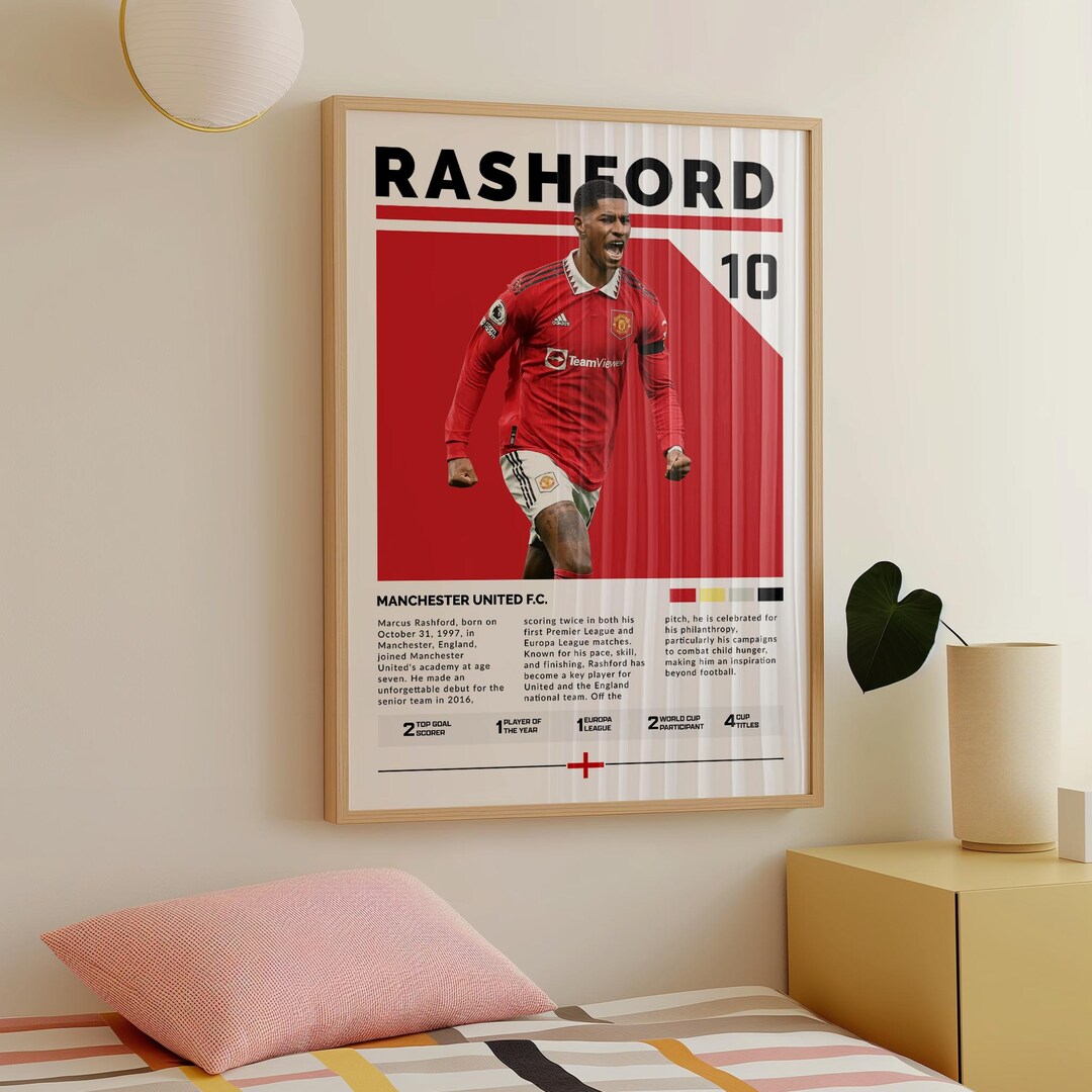 Marcus Rashford Manchester United Poster Digital Download, Soccer Wall ...