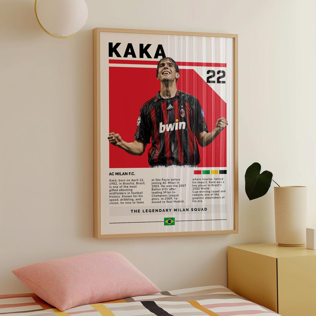 Kaká AC Milan Poster Digital Download, Soccer Wall Art Print, Football ...