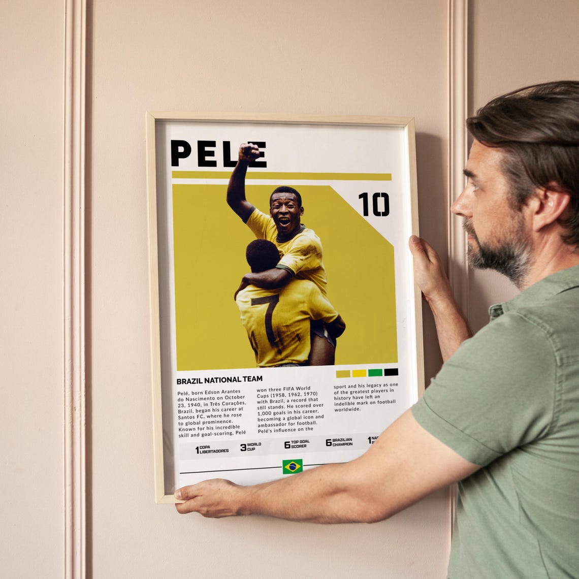 Pelé Brazil Soccer Poster: Football Legend Wall Art (digital Download ...