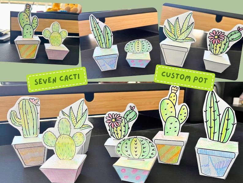 Printable Paper Cactus Craft for Adults – Color, Cut & Fold DIY Plant ...