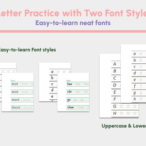 Handwriting Practice Sheets: Letter & Word Tracing, 2 Fonts (PDF/PNG ...
