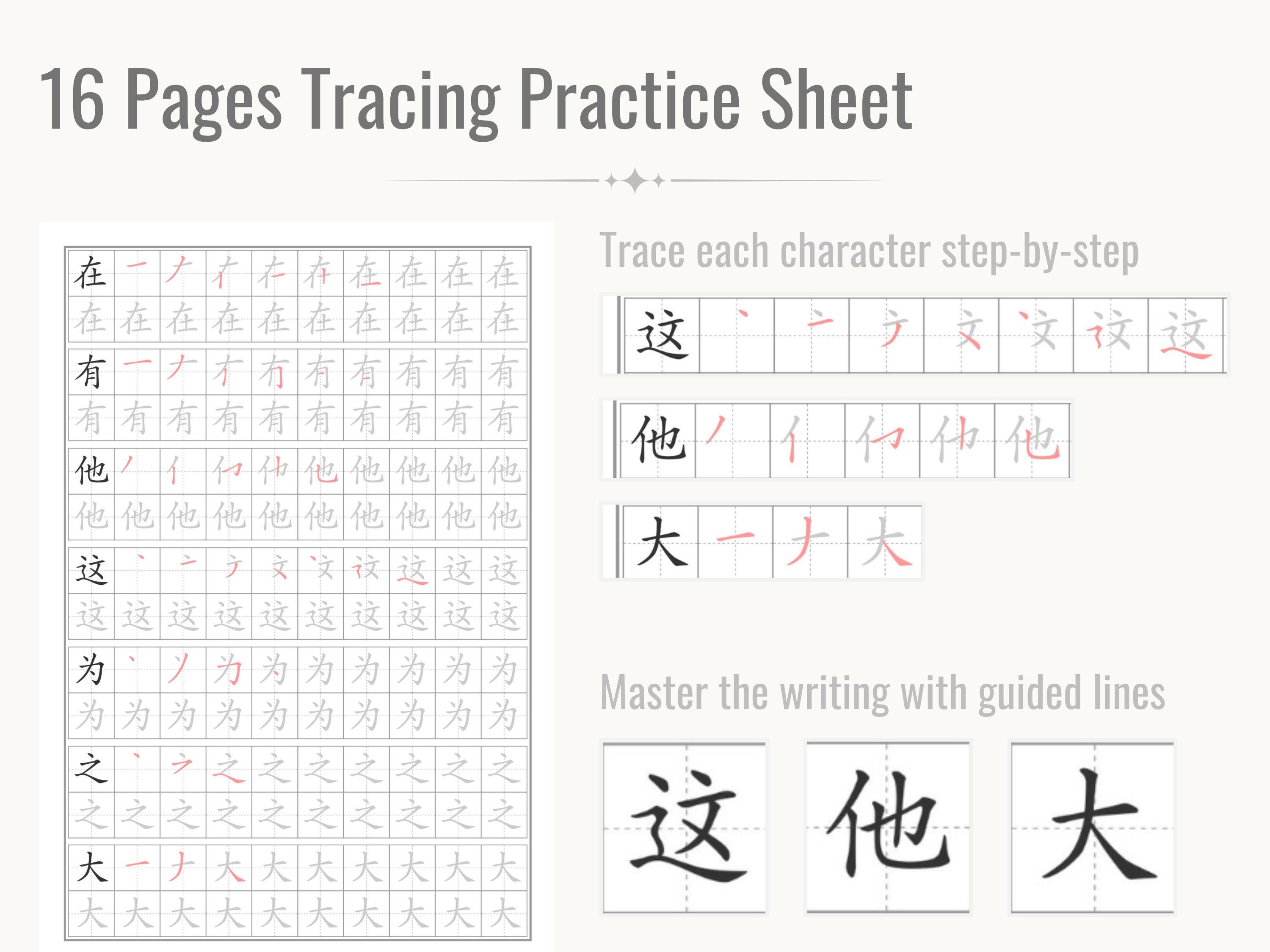 Chinese Character Writing Practice Set: Hanzi Stroke Order, Pinyin ...