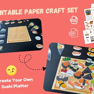 Printable Sushi Restaurant Pretend Play Set – Miniature Paper Food for ...