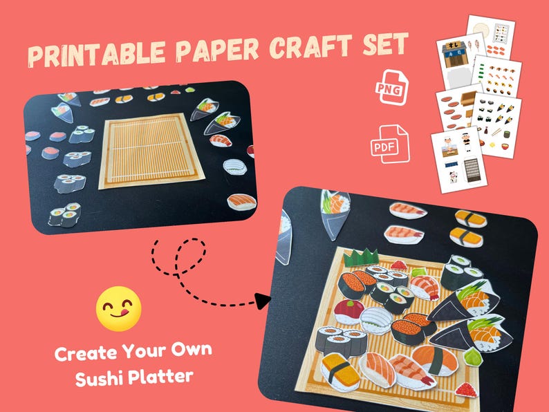 Printable Sushi Restaurant Pretend Play Set – Miniature Paper Food for ...