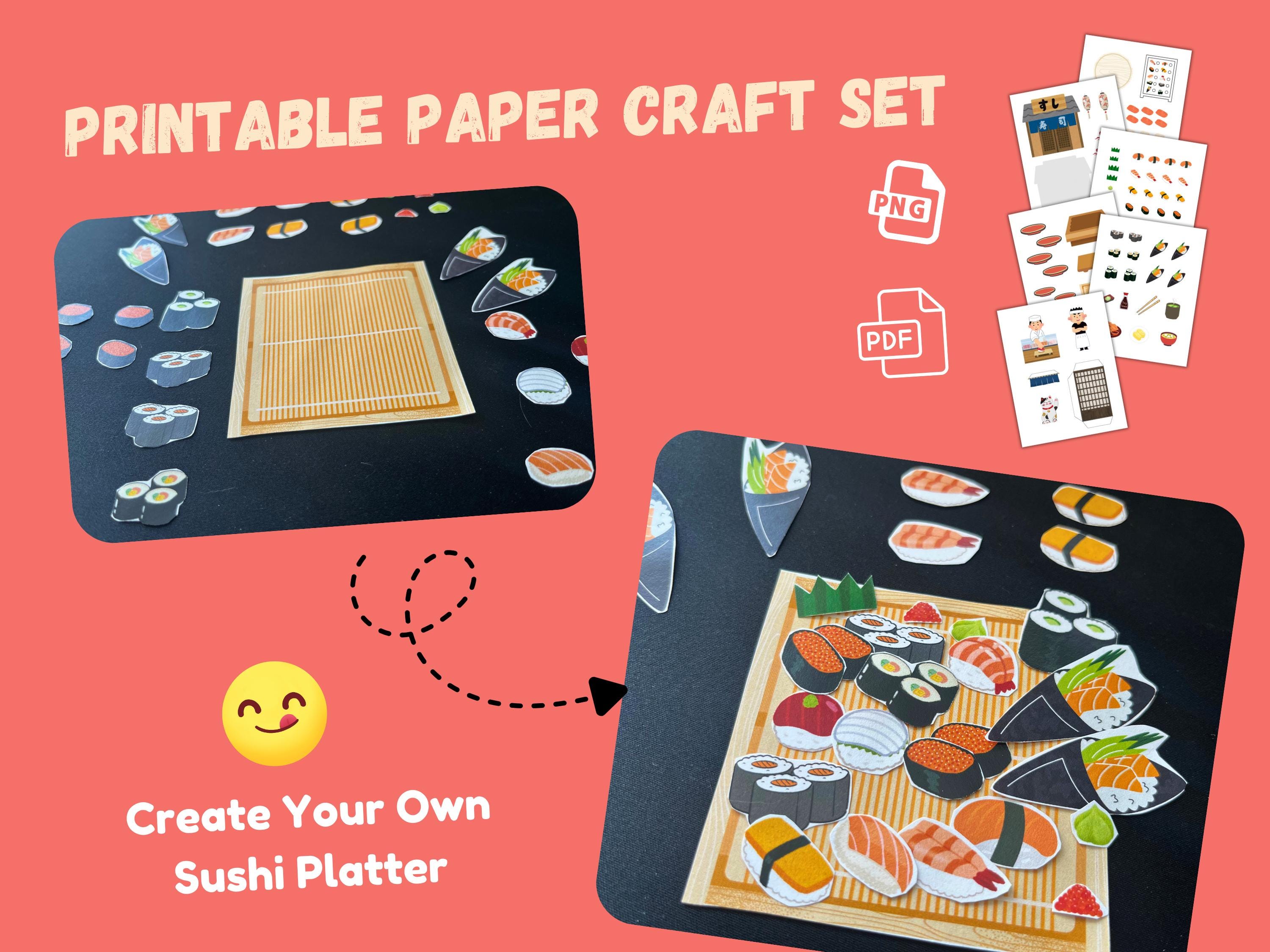 Printable Sushi Restaurant Pretend Play Set – Miniature Paper Food for ...