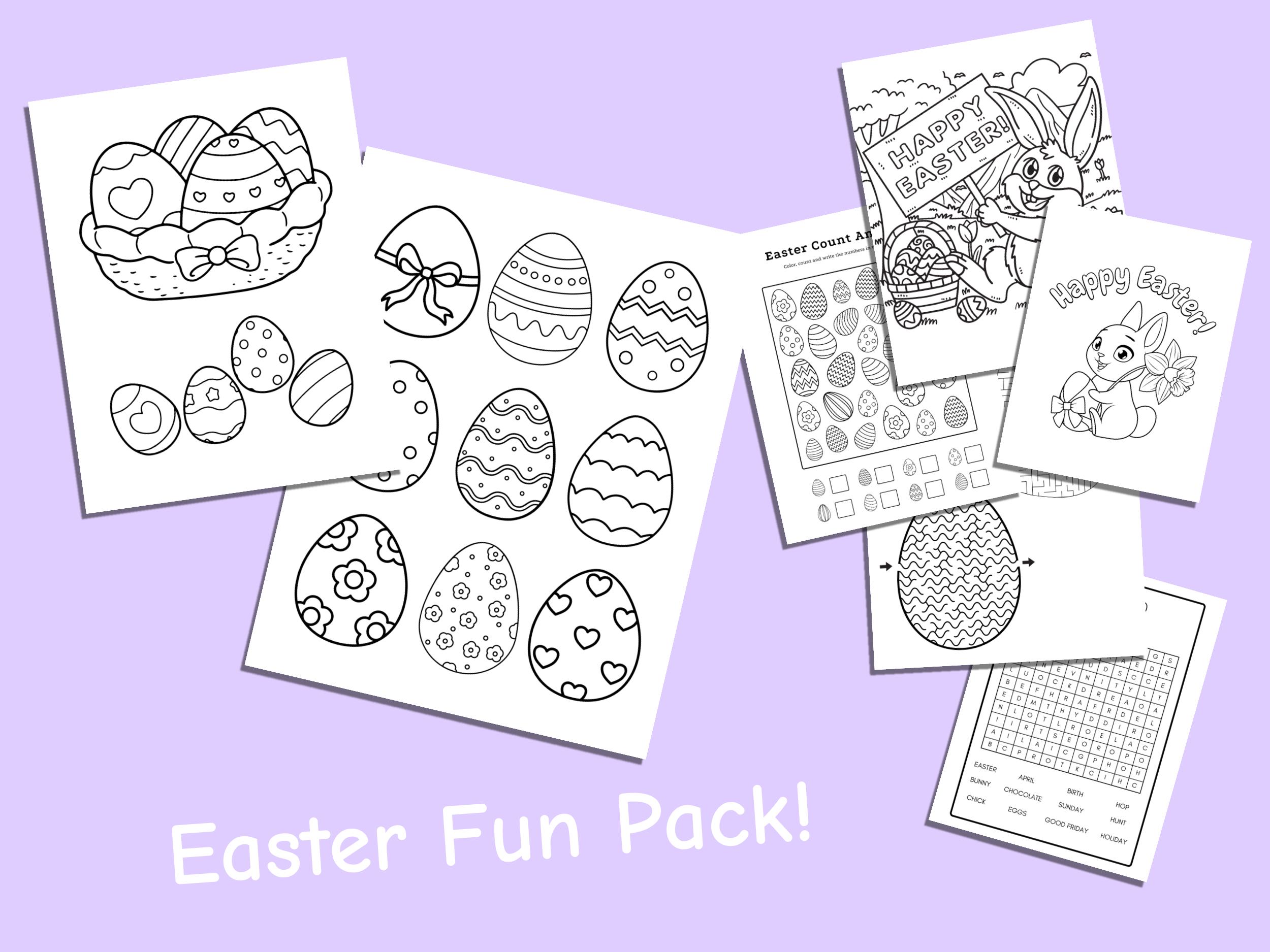 Easter Activity Pack for Kids - 30 Pages Printable Games Coloring - Fun ...