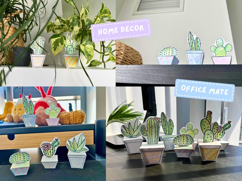 Printable Paper Cactus Craft: Color, Cut & Fold DIY Plant Pots (instant ...