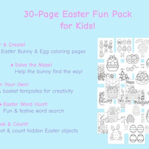 Easter Activity Pack for Kids - 30 Pages Printable Games Coloring - Fun ...