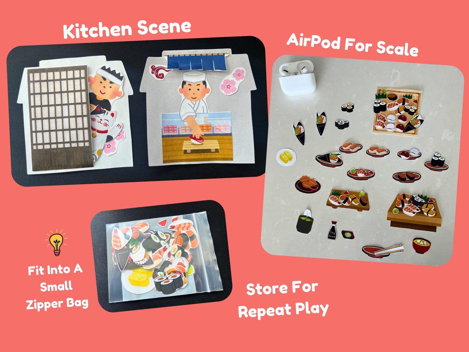 Printable Sushi Restaurant Pretend Play Set – Miniature Paper Food for ...