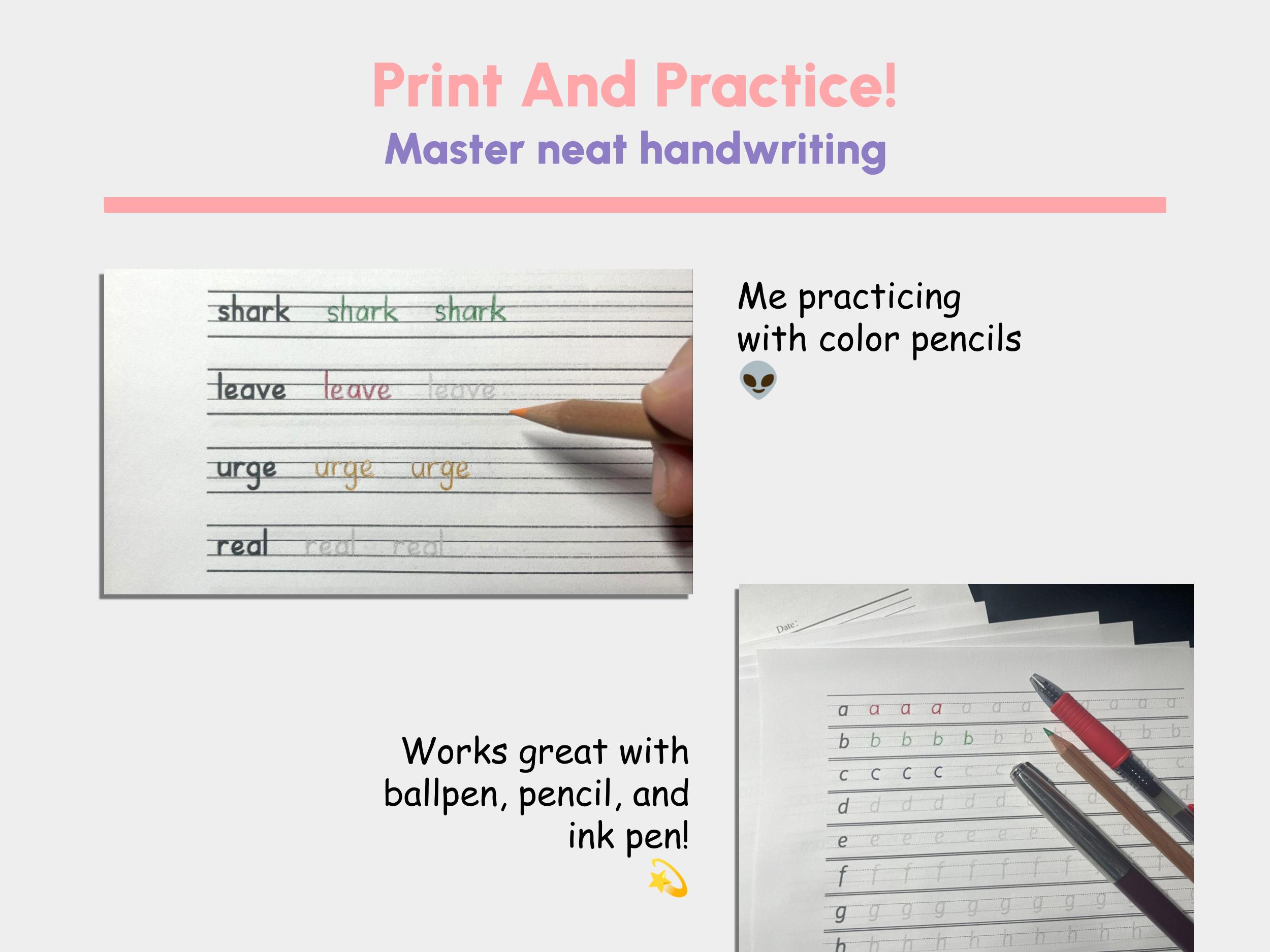 Handwriting Practice Sheets: Letter & Word Tracing, 2 Fonts (PDF/PNG ...