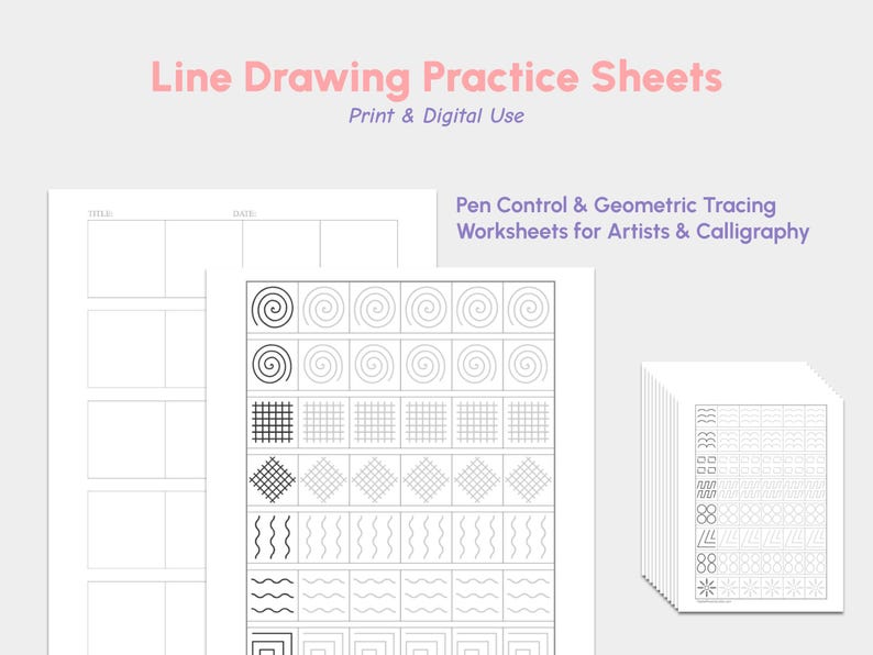 Printable Line Drawing Practice Sheets | Pen Control Tracing Worksheets ...
