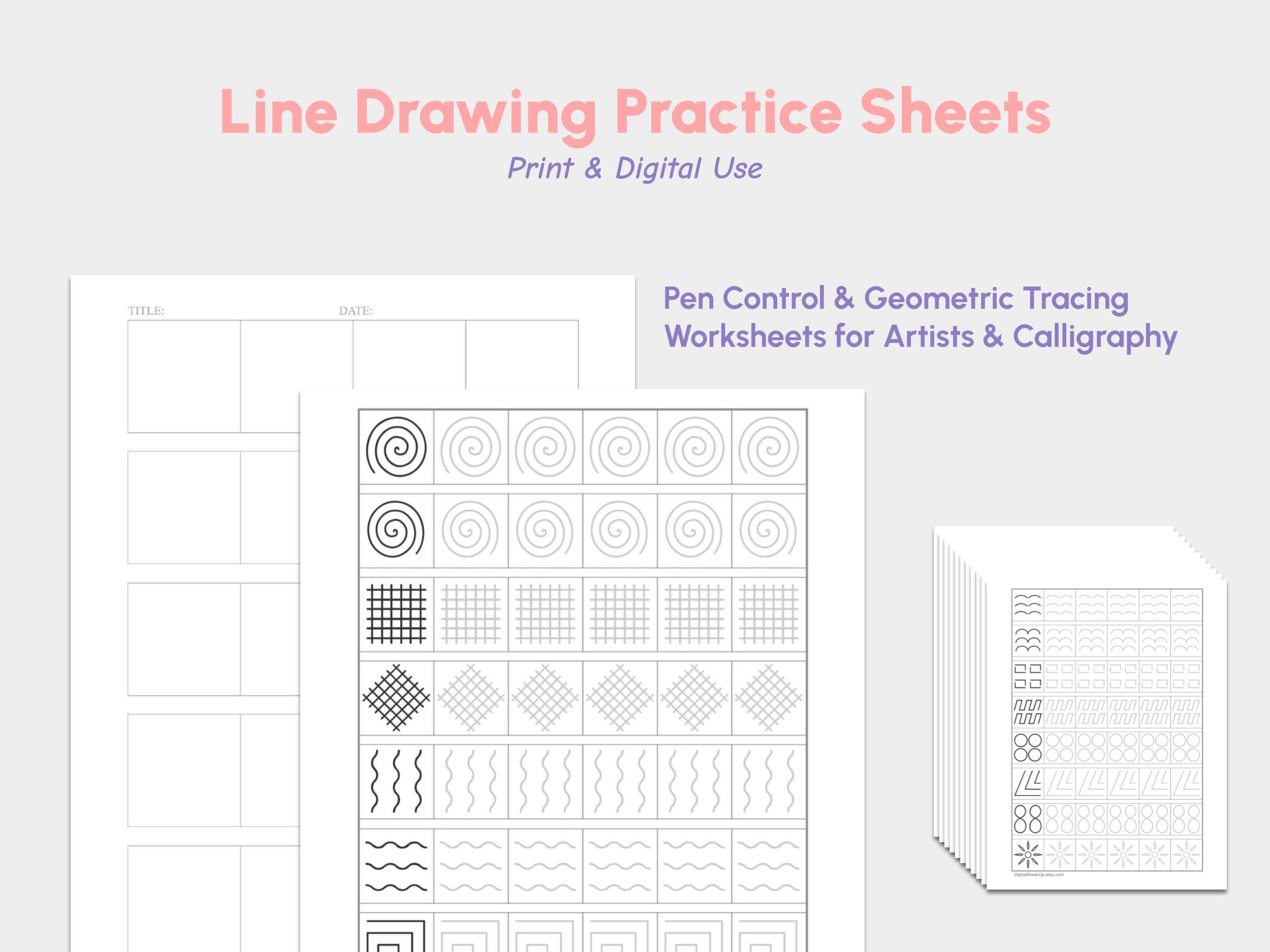 Printable Line Drawing Practice Sheets | Pen Control Tracing Worksheets ...