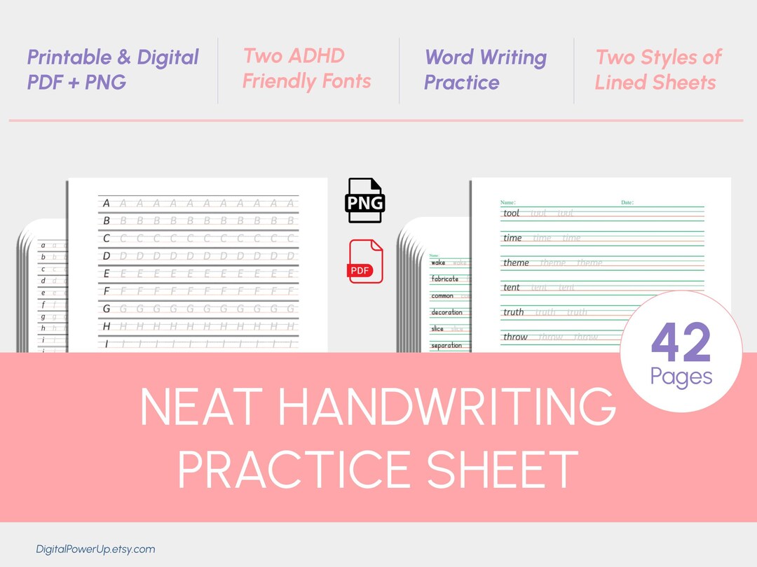 Handwriting Practice Sheets: Letter & Word Tracing, 2 Fonts (PDF/PNG ...