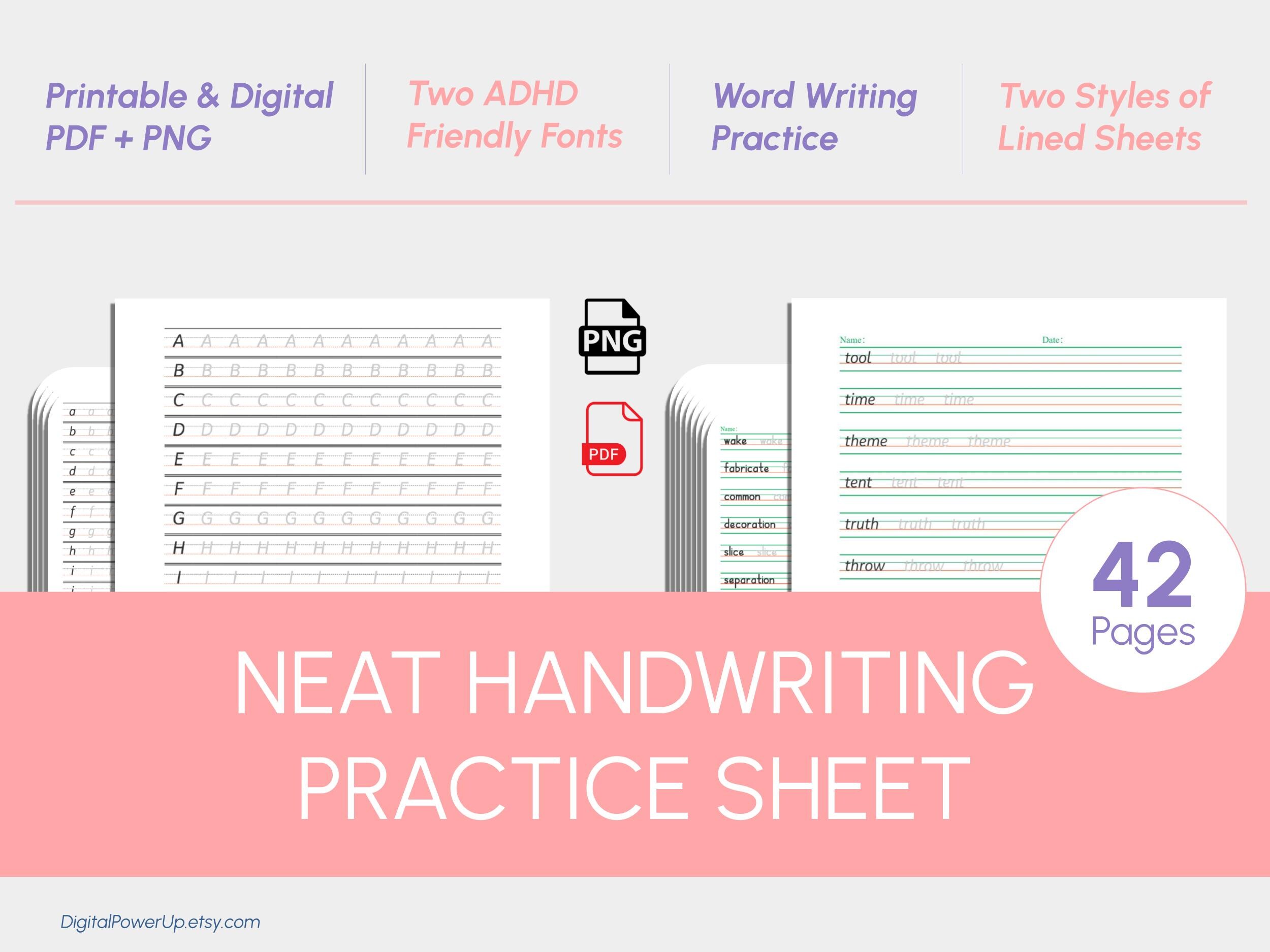 Handwriting Practice Sheets: Letter & Word Tracing, 2 Fonts (PDF/PNG ...