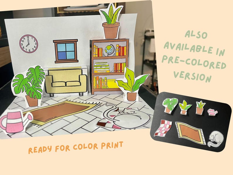Printable Miniature Pop-up Room | DIY Paper Craft | Cozy Living Room ...