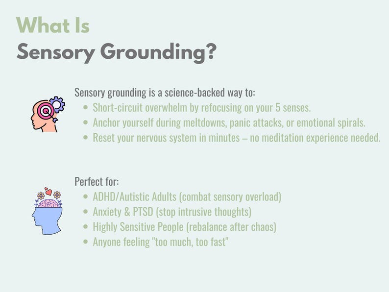 ADHD Sensory Grounding Cards: Anxiety Relief Toolkit + Daily Planner ...
