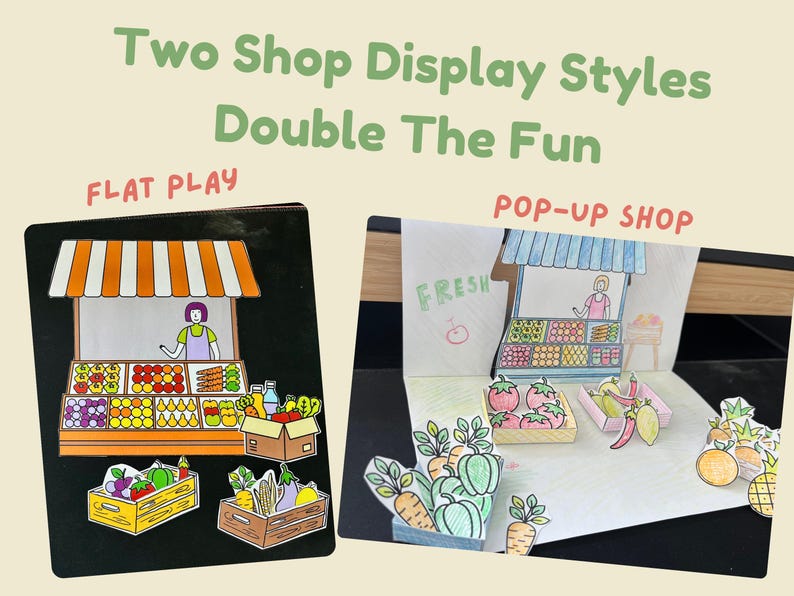 Printable Farmers Market Playset – Paper Craft Pretend Play – 3D Flat ...