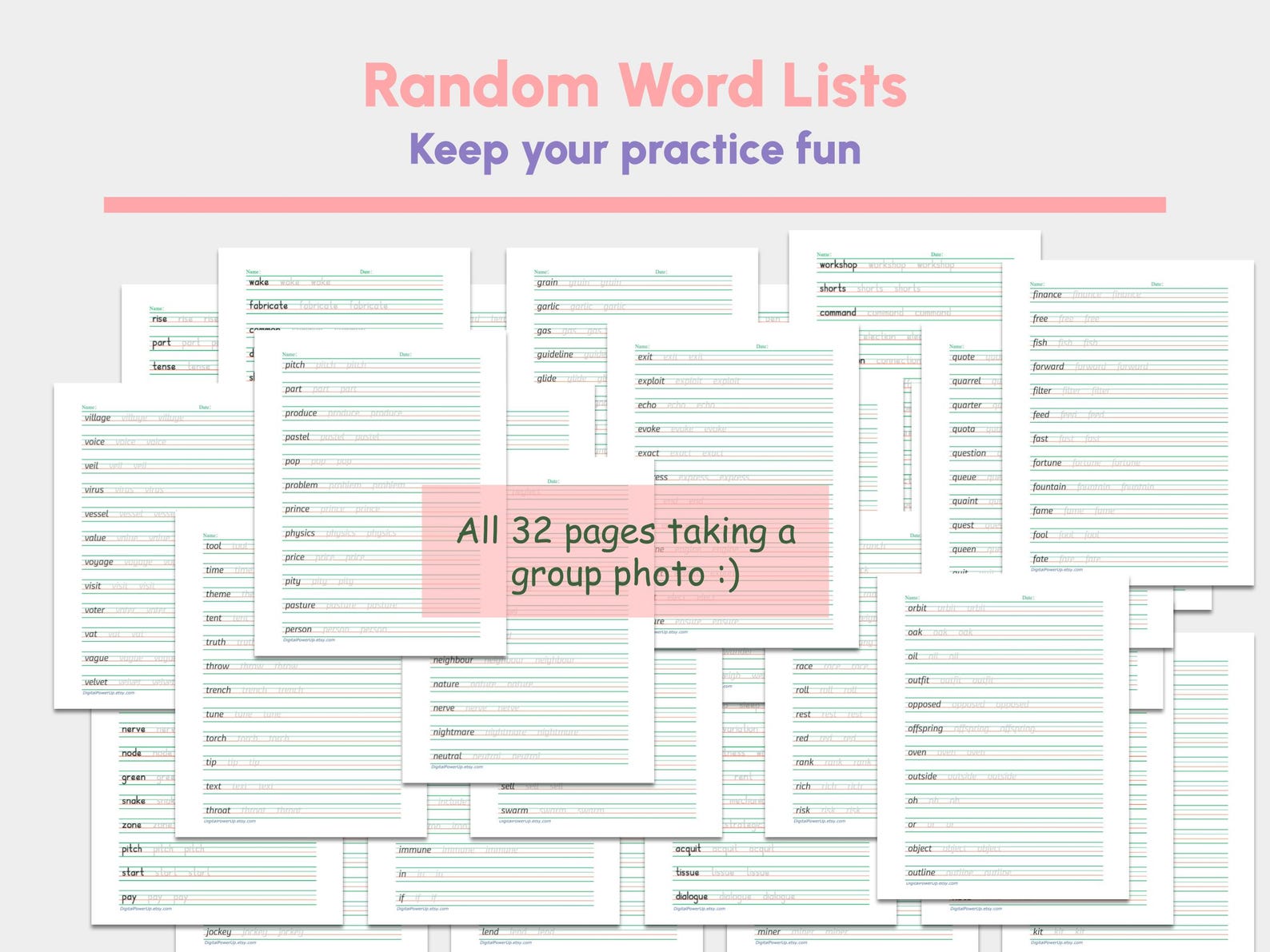 Handwriting Practice Sheets: Letter & Word Tracing, 2 Fonts (PDF/PNG ...