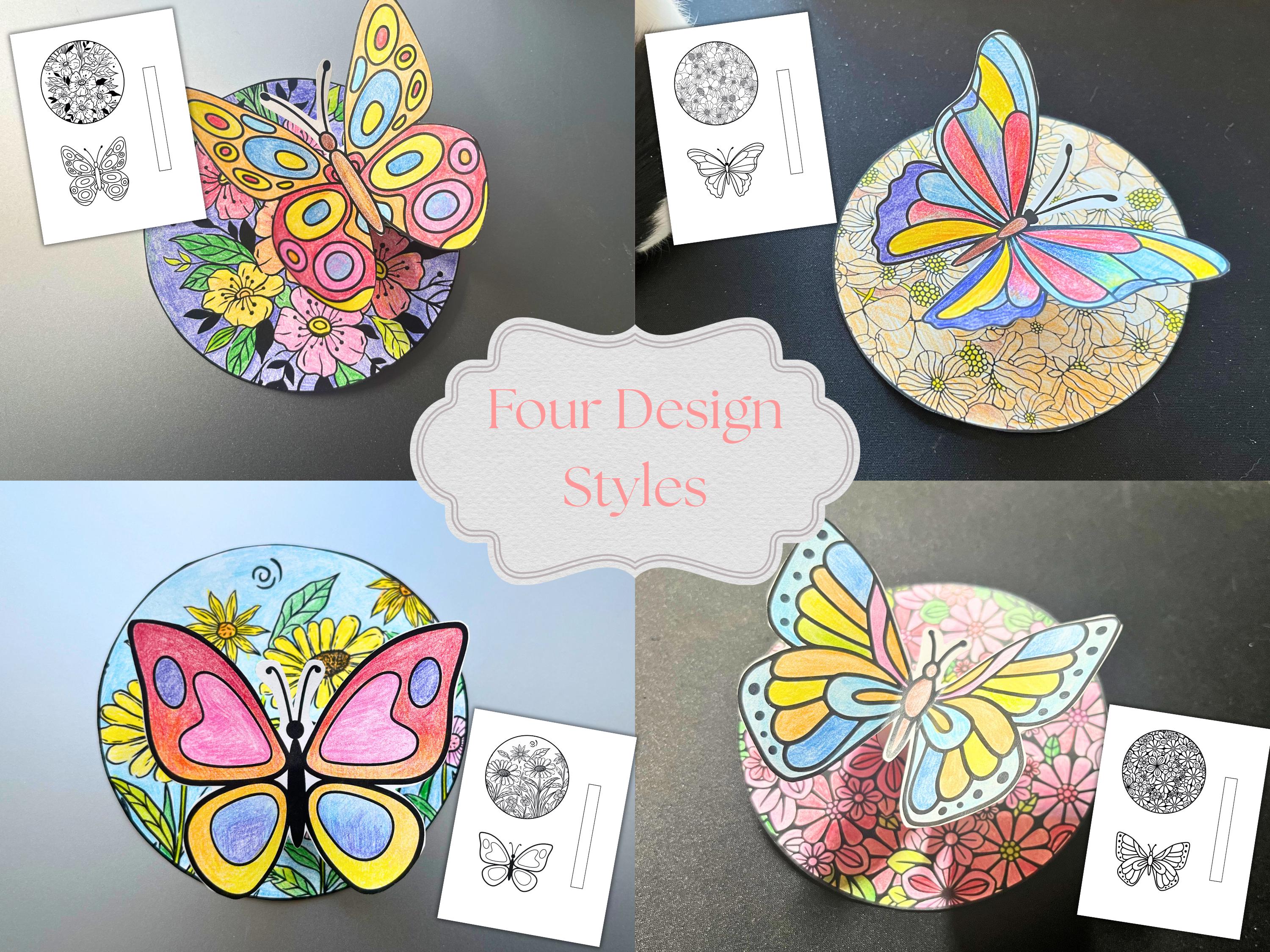 3D Butterfly Flower Coloring Craft: Printable Spring Art Activity (PDF ...