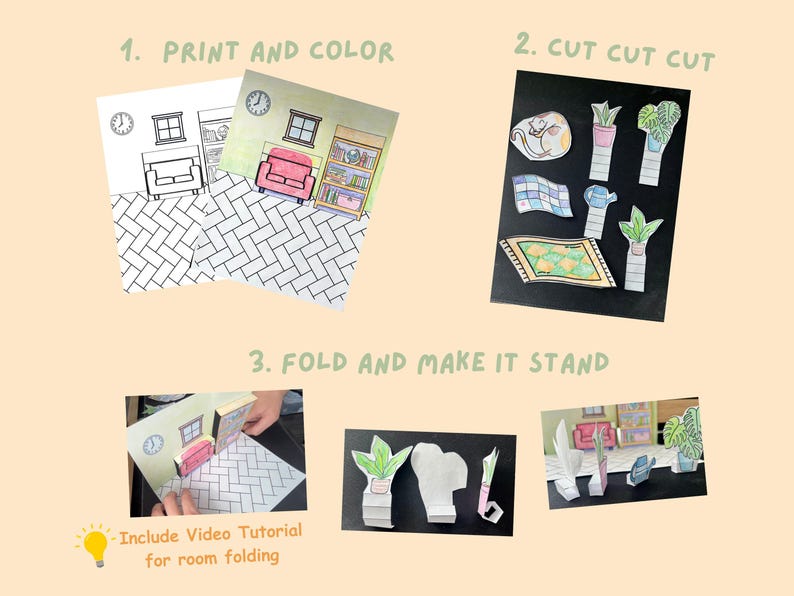 Printable Miniature Pop-up Room | DIY Paper Craft | Cozy Living Room ...