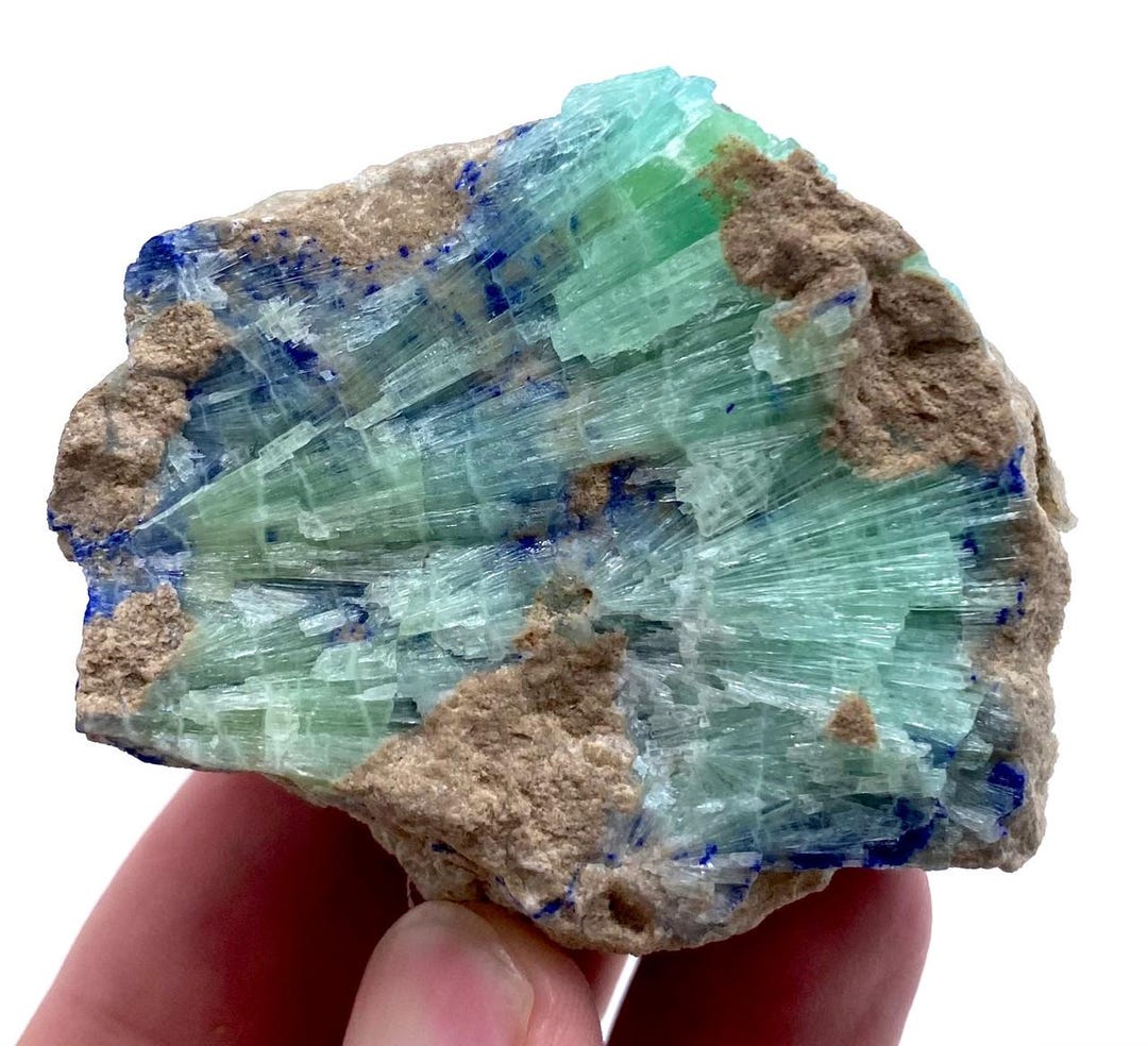 383 Carats Natural Unique Green Color Aragonite With Azurite Specimen ...