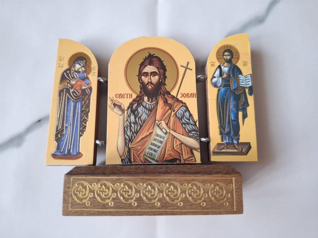 Serbian Orthodox Triptych Icon: Virgin Mary, Jesus, and St. John - Etsy