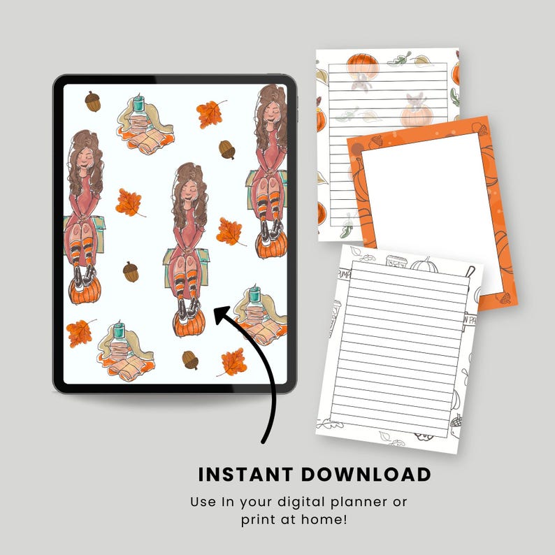 Printable Lined Paper Pack – 17 Cozy Fall Journal Pages | Grid, Dot ...