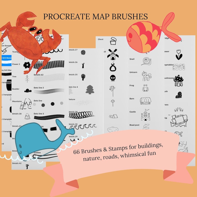 Map Making Brushes for Procreate | Hand-drawn Stamp Brushes | Roads ...