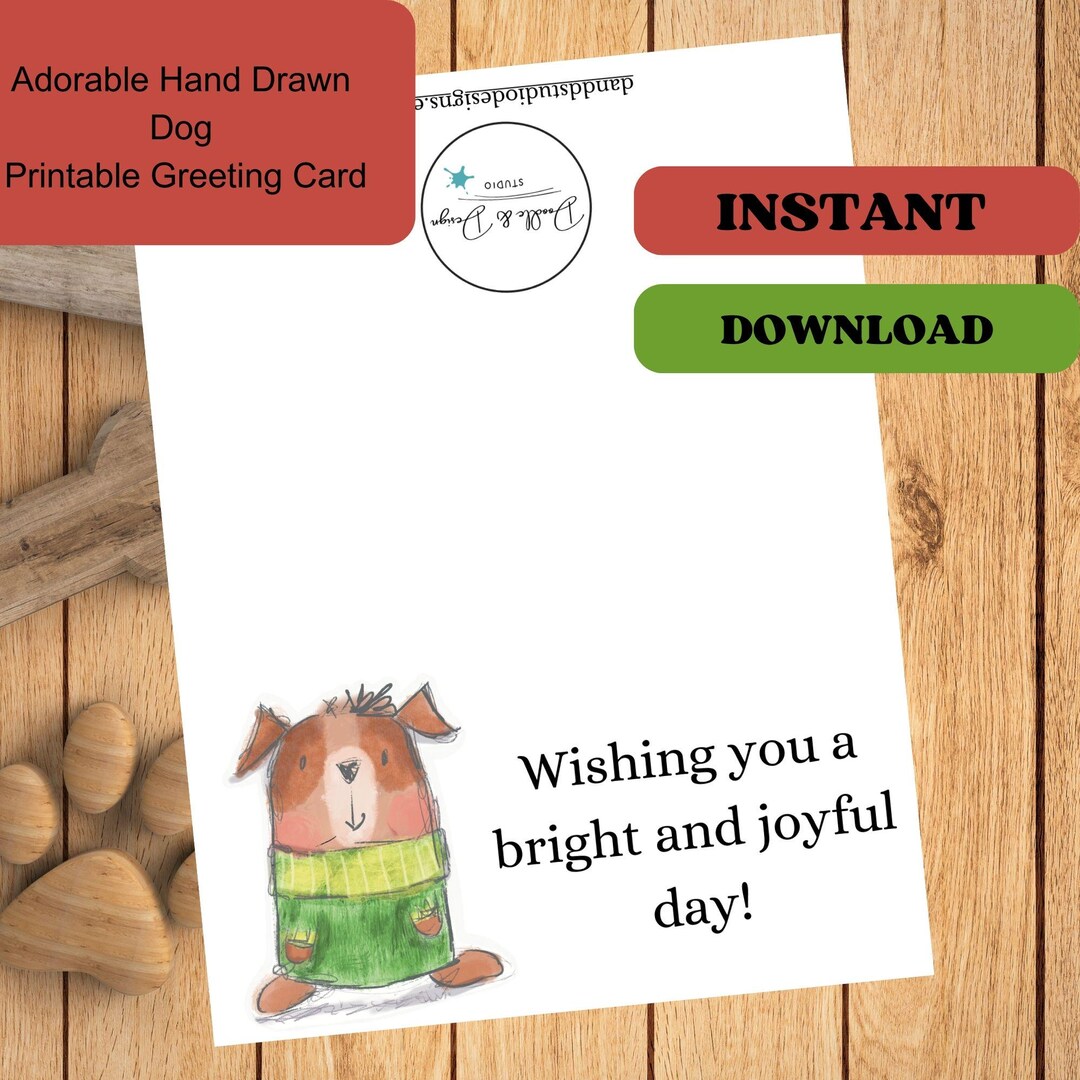 Cute Dog Printable Greeting Card, Lunchbox Note, Encouragement Card ...